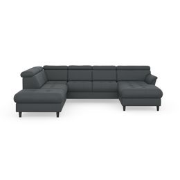 Sit & More Wohnlandschaft SIT & MORE, B:304cm T:216cm, grau, 100% Polyester, Sofas, "Marano U-Form", inklusive Kopfteilverstellung, optional Schlaffunktion &