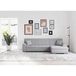 Ecksofa DOMO collection, B:267cm H:83cm T:178cm, grau, 95% Polyester, 5% Nylon, Wohnzimmer, Sofas, "TREVISO viele Bez&uuml;ge, auch in Cord, L-Form,