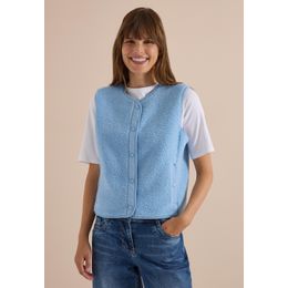 Cecil Damen Fellimitatweste, blau, Gr. S, unifarben, Stoff, Obermaterial 1: 100% Polyester. Obermaterial 2: 60% Baumwolle, 40% Nylon, Westen, mit