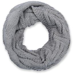 styleBREAKER Damen Strickschal "Strick Loop mit Gitter und Rippenmuster", grau, Modisch, Obermaterial: 100% Viskose CV., Modet&uuml;cher