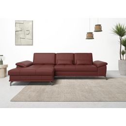 Ecksofa OTTO HOME, B:301cm H:89cm T:176cm, rot, Luxus-Microfaser (90% Polyester, 10% Polyamid);Samtoptik (100% Polyester), Wohnzimmer, Sofas,