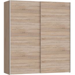 Schwebet&uuml;renschrank FORTE, B:170cm H:191cm T:61cm, braun, Holzwerkstoff, Schr&auml;nke, "Dederik", Griffleisten aus Metall