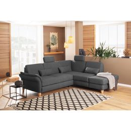 Ecksofa Home Affaire, B:259cm H:89cm T:225cm, grau, Struktur fein (100% Polyester);Struktur (100% Polyester);Luxus-Microfaser Lederoptik (100%