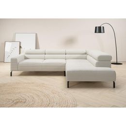 Home Affaire Ecksofa &raquo;Antonelli, L-Form, inkl. Kopfteilverstellung, Breite 276 cm&laquo; mit elektrischer Sitztiefenverstellung, in Cord, wei&szlig; wei&szlig; 95% 