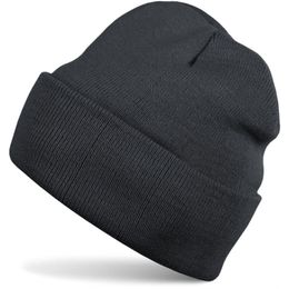 styleBREAKER Damen Strickm&uuml;tze "Winter Strickm&uuml;tze mit Krempe", grau, Modisch, Obermaterial: 100% Polyacryl PAN., M&uuml;tzen