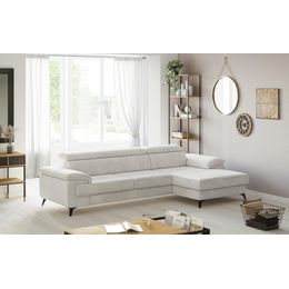 Ecksofa OTTO HOME, B:300cm T:169cm, wei&szlig;, 95% Polyester (PES) 5%Polyamid (PA), Wohnzimmer, Sofas, "Astra L-Form, B: 300 cm", mit Kopfteilverstellung,