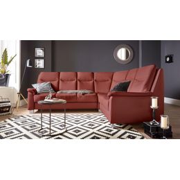 Sit & More Ecksofa SIT & MORE, B:265cm H:104cm T:215cm, orange, Kunstleder SOFTLUX;Luxus-Microfaser (90% Polyester, 10% Polyamid);Flachgewebe (100% Polyester),