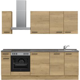 K&uuml;chenzeile Nobilia, B:240,3cm H:216,6cm T:60cm, braun, Komplettk&uuml;chen-Sets, ""Structura I", NEU: individuell anpassbar mit gratis Profi-Beratung",