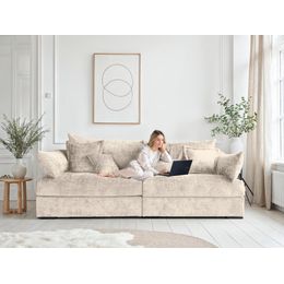 Big-Sofa Home Affaire, B:247cm T:123cm, beige, 100% Polyester, Sofas, "Casa XXL, B: 247 cm", 4 Zierkissen, Mega-Sofa, in Cord oder Chenille-Struktur,