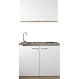 Pantryk&uuml;che respekta, B:100cm H:200cm T:60cm, wei&szlig;, Komplettk&uuml;chen-Sets, "Merle", Breite 100 cm, Soft-Close, Sp&uuml;lenabdeckung mit Glaskeramikkochfeld