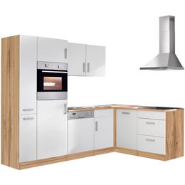 Winkelk&uuml;che KOCHSTATION, B:260cm H:200cm T:60cm, wei&szlig;, Komplettk&uuml;chen-Sets, "KS-Toronto", Stellbreite 260x170 cm, mit E-Ger&auml;ten