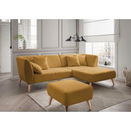 Ecksofa Home Affaire, B:264cm H:80cm T:160cm, gold, 100% Polyester, Wohnzimmer, Sofas, "Lazio modern und bequem, schmale Armlehnen, tolle