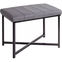 Hockerbank HAKU, B:59cm H:46cm T:39cm, grau, Bezug 100% Polyester, Hocker, "Flurbank, Garderobenbank, Sitzbank", rechteckig - aus Metall Schwarz -