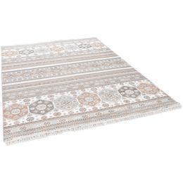 Wollteppich Theko, B:170cm H:10mm L:240cm, wei&szlig;, Schurwolle, Wohnzimmer, Teppiche, "Imperial Schaal - 1719, handgekn&uuml;pft", reine Wolle, mit Fransen,