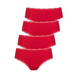 LISCA Damen Brasilslip "4er Pack Damen Brazilian Slip Everyday", Gr. L, rot, Obermaterial: 75% Baumwolle CO. 15% Polyamid PA. 10% Elasthan EL.,