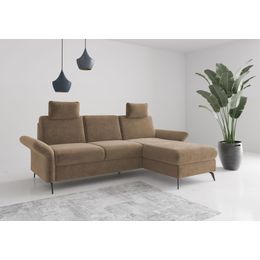 Ecksofa OTTO HOME, B:251cm H:93cm T:164cm, braun, 100% Polyester, Wohnzimmer, Sofas, "Rochelle", wahlweise mit Schlaffunktion, Bettkasten und