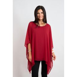 Seidel Moden Damen Blusenponcho &Uuml;berschnittene Bluse im Poncho-Stil - MADE IN GERMANY rot 38