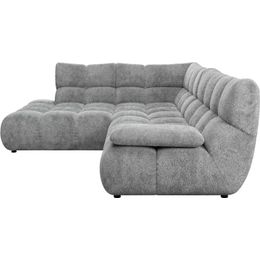 Ecksofa Home Affaire, B:289cm H:85cm T:215cm, grau, 100% Polyester, Wohnzimmer, Sofas, "Cozy Bubble, mit klappbarer Armlehne, Breite 289 cm", mit