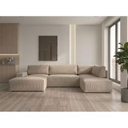 WERK2 Wohnlandschaft &raquo;Rotterdam 325 x 190 cm modern und bequem&laquo; Cord, U-Form, XXL, Schlaffunktion, Bettkasten beige 90% Polyester, 10% Nylon B/H/T: 