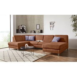 Sit & More Wohnlandschaft SIT & MORE, B:319cm H:89cm T:190cm, braun, Sofas, "Clio U-Form", wahlweise mit Schlaffunktion und Bettkasten, inklusive Federkern