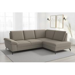 Sit & More Ecksofa SIT & MORE, B:249cm H:89cm T:190cm, beige, 100% Polyester, Wohnzimmer, Sofas, "Chelsea L-Form, B: 264 cm, mit Armteil-&