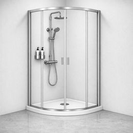 Runddusche Welltime, B:90cm H:190cm T:90cm, silber, Duschkabinen, "Summer", Hohe 190 cm, 6mm ESG, Easy Clean, verbessertes Rollensystem