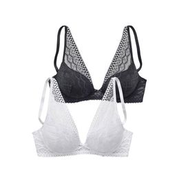 PETITE FLEUR BY LASCANA Push-up-BH schwarz+wei&szlig; Gr. 90D. Mit Herausnehmbaren Kissen und mit B&uuml;gel