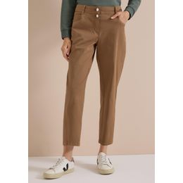 Cecil Damen Stoffhose, braun, Gr. 34, unifarben, Web, 97% Baumwolle, 3% Elasthan, Hosen, 5-Pocket-Style