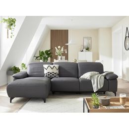 Ecksofa Musterring, B:280cm H:83cm T:180cm, grau, 100% Leder, Wohnzimmer, Sofas, "MR370 mit/ohne Relaxfunktion, verschiedene Unterfederungen zur
