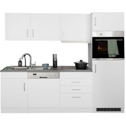 K&uuml;chenzeile KOCHSTATION, B:230cm H:200cm T:60cm, wei&szlig;, Komplettk&uuml;chen-Sets, "KS-Paris", Breite 230 cm, wahlweise mit E-Ger&auml;ten und Induktion