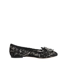 Dolce & Gabbana Dolce & Gabbana Schwarze Taormina Spitzenkreationen Flache Schuhe