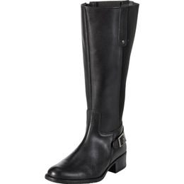 sheego Damen Weitschaftstiefel, Gr. 43, schwarz, Glattleder, Leder, Schuhe