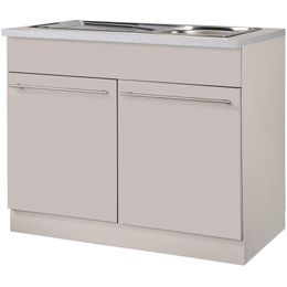 Wiho-K&uuml;chen Sp&uuml;lenschrank WIHO K&Uuml;CHEN, B:100cm H:85cm T:60cm, beige, K&uuml;che, Schr&auml;nke, "Chicago", 100 cm breit, inkl. Einbausp&uuml;le aus Edelstahl