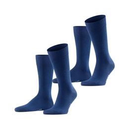 Falke Damen Socken "Happy 2-Pack", Gr. 47, blau, Obermaterial: 80% Baumwolle CO. 18% Polyamid PA. 2% Elasthan EL., glatt, Socken