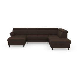 Sit & More Wohnlandschaft SIT & MORE, B:304cm T:216cm, braun, 100% Polyester, Sofas, "Marano U-Form", inklusive Kopfteilverstellung, optional Schlaffunktion &