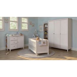 Wickelkommode Inter Link, B:110cm H:108cm T:82cm, wei&szlig;, Massivholz, Wickelkommoden, "Pinora, Kiefer Massivholz, 3 Schubladen, 1 T&uuml;r, 110 x 82 x 108