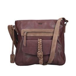 Rieker Damen Umh&auml;ngetasche, braun, Lederimitat, unifarben mit Farbeinsatz, Taschen, Damen Schultertasche, Vortasche mit geflochtenem