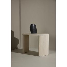 Couchtisch Sofatisch, MDF, rund, abgerundet, kompakt, dezent, klassisch beige B/H/T: 60cm x 45cm x 60cm
