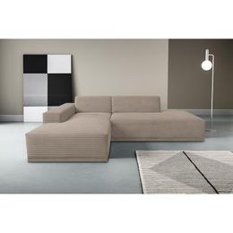 WERK2 Ecksofa &raquo;Apollo 264 x 188 cm modern und bequem&laquo; Cord, L-Form beige 90% Polyester, 10% Nylon B/H/T: 264cm x 70cm x 188cm, Cord, Ottomane links