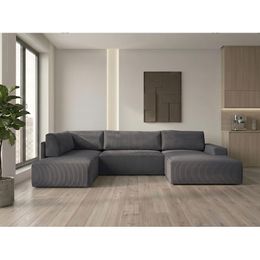 WERK2 Wohnlandschaft &raquo;Rotterdam 325 x 190 cm modern und bequem&laquo; Cord, U-Form, XXL, Schlaffunktion, Bettkasten grau 90% Polyester, 10% Nylon B/H/T: 