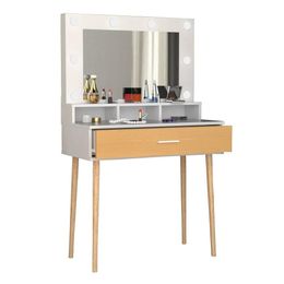 Schminktisch Vcm, B:80cm T:40cm, braun, Tische, "Schminktisch Beleuchtung Schublade Spiegel Lindas"