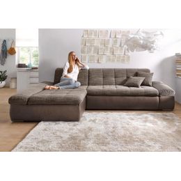 Ecksofa DOMO collection, B:300cm H:80cm T:172cm, braun, Kunstleder SOFTLUX / Struktur (90% Polyester/ 10% Polyacryl);Microfaser PRIMABELLE (100%