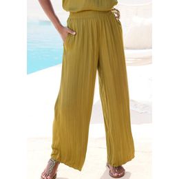 Lascana Palazzohose 'mit weiten, plissierten Hosenbeinen' gr&uuml;n Gr. 34 f&uuml;r Damen. Figurumspielend. Nachhaltig.