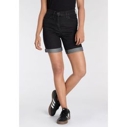 Arizona Damen Jeansbermudas weite Passform, kurze Beinform, hohe Leibh&ouml;he schwarz 38, N-Gr