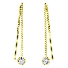 Amor Damen Paar Ohrh&auml;nger &raquo;2013812&laquo; mit Zirkonia (synth.) gold Gelbgold 375
