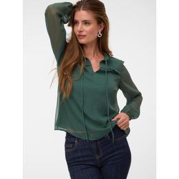 V&eacute;ro Moda VERO MODA Damen Chiffonbluse "VMMILLA LS TOP WVN GA NOOS", gr&uuml;n, Gr. L, unifarben, Web, Obermaterial: 100% Polyester, Blusen, Kunstfaser, regular fit