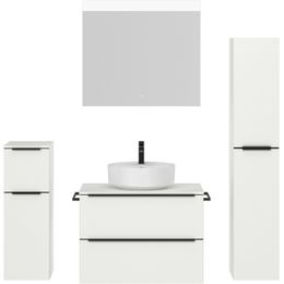 Badm&ouml;bel-Set Nobilia, B:160cm H:184,2cm T:48,5cm, wei&szlig;, Kastenm&ouml;bel-Sets, "Alvene", inkl. Spiegel mit Touch-Sensor, in vier Breiten