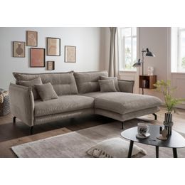 Ecksofa Home Affaire, B:255cm H:94cm T:180cm, beige, 93% Polyester, 7% Polyamid, Wohnzimmer, Sofas, "Lazio modern und bequem, schmale Armlehnen,