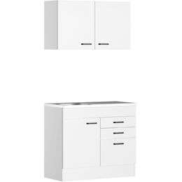 Pantryk&uuml;che Optifit, B:100cm H:210cm T:50cm, wei&szlig;, Komplettk&uuml;chen-Sets, "OPTImulti", Breite 100 cm, Tiefe 50 cm, mit Sp&uuml;lenauflage