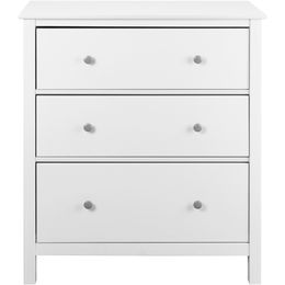 Wickelkommode Inter Link, B:85cm H:108cm T:82cm, wei&szlig;, Massivholz, Wickelkommoden, "Pinora, Kiefer Massivholz Weiss, 3 Schubladen, 85 x 82 x 108 cm",